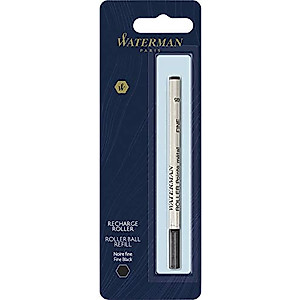 Waterman(R) Refill, Rollerball, Fine Point, 0.5 mm, Black (2-Pack)