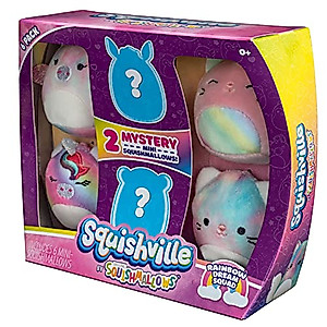 Squishville by Squishmallow Mini Plush Rainbow Dream Squad, Six 2” Rainbow Animals, Irresistibly Soft Colorful Plush, Mini Cat, Llama, and Panda Squishmallows