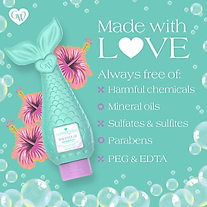 Glimmer Wish Mermaid Kids Shampoo, Paraben and Sulfate Free Shampoo for Soft and Manageable Hair, Kids Hair Care, Tropical Beach Scent, 12 Fl Oz