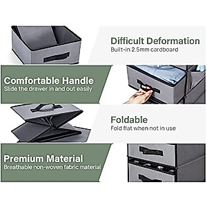 Kootek 7 Shelf Hanging Closet Organizer with Drawers, Hanging Closet Shelves Closet Storage 6 Clothing Drawer Side Pockets for Clothes, Bras, Socks, Underwear, Nursery Room, Wardrobe