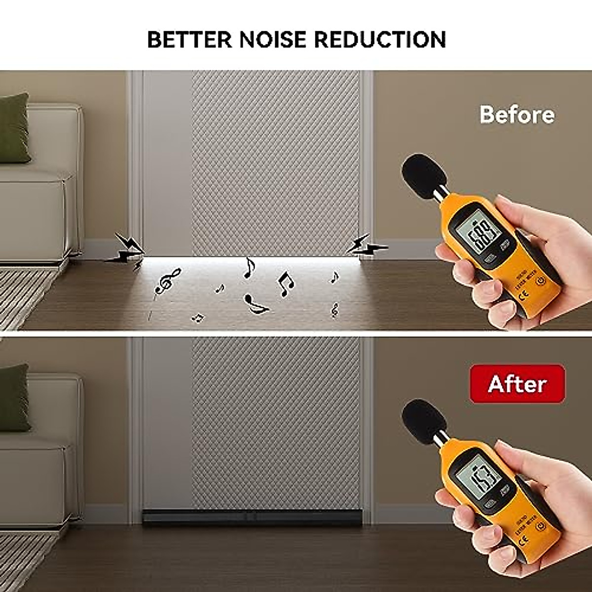 ASWEI Under Door Draft Stopper, 34.5x2'' Door Stoppers for Bottom of Door, Two Side Adjustable Foam Under Door Noise Stopper Block Cold Air and Noise, Door Sweep Easy Install, Not Damage Door (Black)