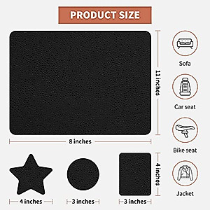 Besezx Leather Repair Patch,Leather Patches,8X11 inch,and Get 3 Additional Patches,Self-Adhesive,Multi Color,Can be Used for Sofa, Car Seat, Handbag, Jacket, Leather Products (Black)