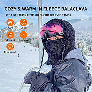 Shy Velvet Balaclava Wind-Resistant Winter Grey Face Mask,Fleece Cold Weather Ski Mask for Outdoor Skiing, Snowboarding, Motorcycling, Biking