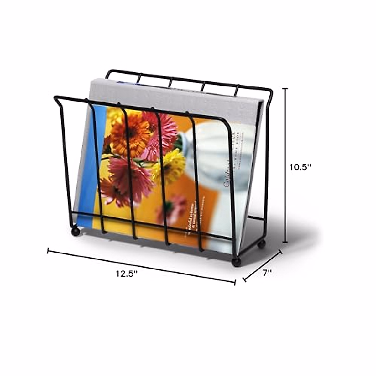 Spectrum Desktop Magazine Rack (Black) - Standing Wire Storage for Desk, Office, Side Table, Bathroom, Files, Workspace, Books, Paper, & More