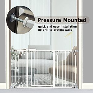 Thasamm Narrow Baby Gate 24"-29" for Doorways Stairs Tension Indoor Safety Gates White Metal Large Pressure Mounted Pet Gate Walk Through Long Safety Dog Gate for The House Doorways Stairs