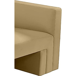 Meridian Furniture 665Camel-S Henson Collection Modern | Contemporary Velvet Upholstered Sofa with Soft Camel Velvet, Solid Wood Frame, 89.5" W x 34.5" D x 28" H, Camel