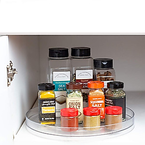 Home Basics Ta Spin Non-Skid Plastic 360 Degree Turntable – Rotating Stand for Dining Table, Kitchen Counters, Cabinets, Pantry and Fridge-Spices, Seas, Clear