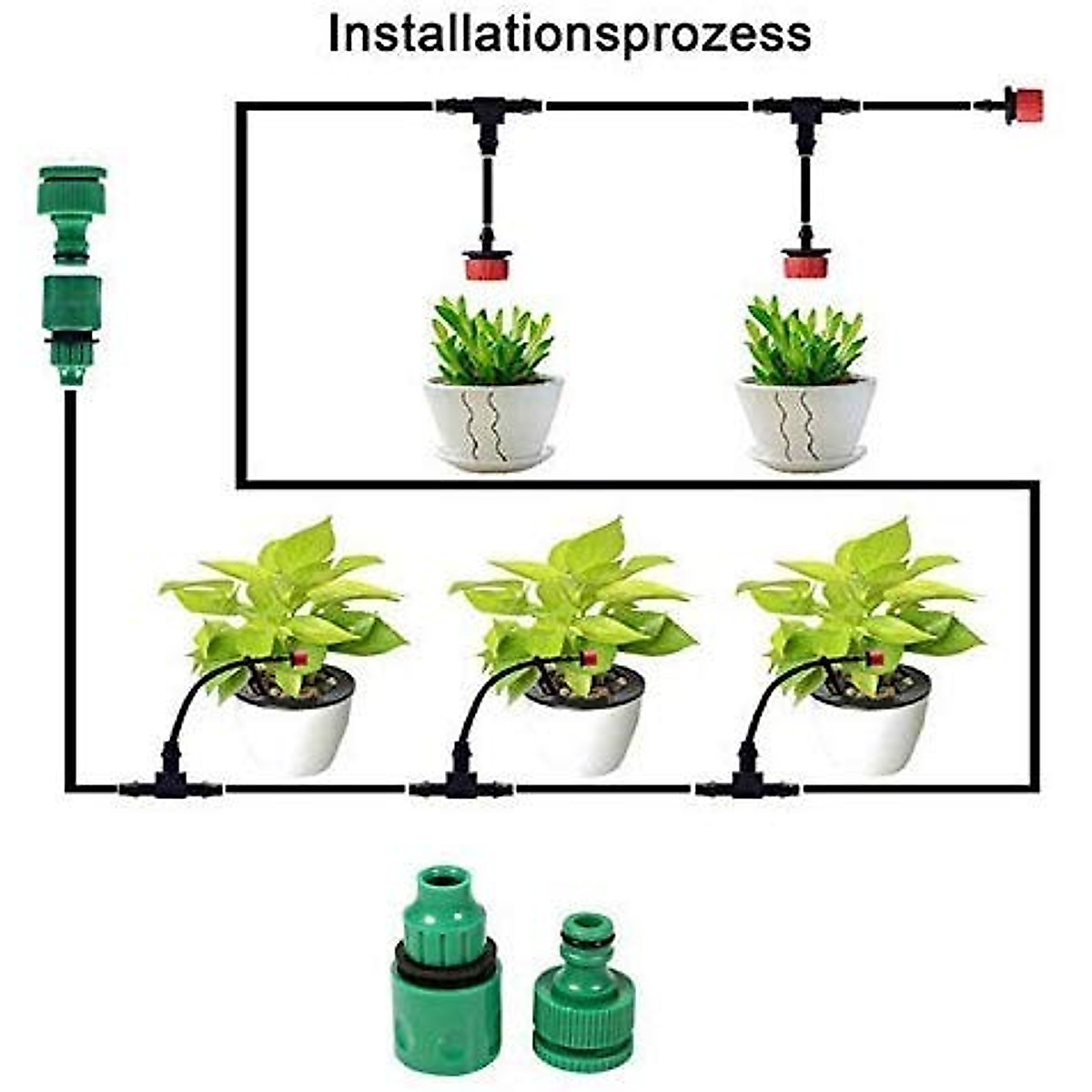 Felicetong 10m Home Garden Patio Misting Micro Flow Drip Irrigation Misting Cooling System with 10pcs Plastic Mist Nozzle Sprinkler for Plant Flower