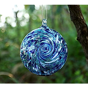 Artisan Crafts and Design 6-Inch Solar Powered Hanging Galaxy Glass Gazing Ball Outdoor Garden Decoration (Aqua-Blue)