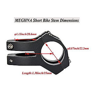 MEGHNA MTB Short Bike Stem φ22.2mm Mountain Bike Handlebar Stem 35mm for Most Bike Road Bike MTB BMX