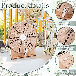 Memorywuu Wedding Game Spinning Wheel 11.4 Inch Erasable Spin The Wheel Game Prize Wheel Spinner with Stand for Wedding Engagement Party Family Games Baby Shower(Wood Color)