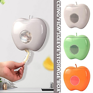 HEWAN Fresh Keeping Bag Storage Box Wall-Mounted Disposable Cling Film Cover Cling Bag Organizer Multifunctional Plastic Wall-mounted Safety Kitchen Storage (Grey)