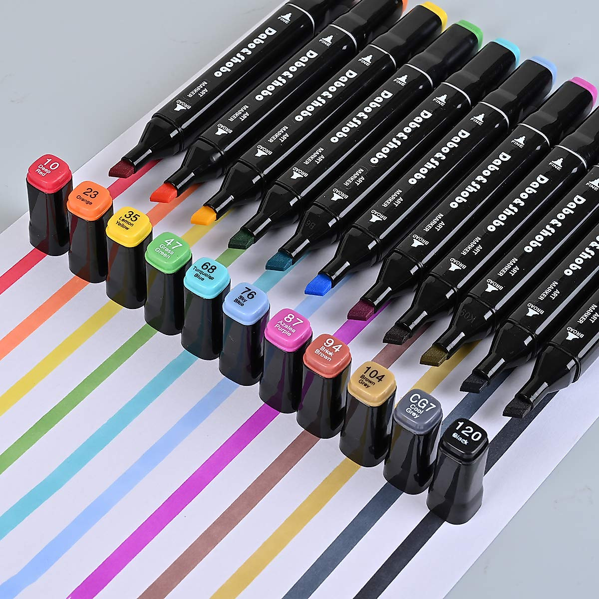 Dabo&Shobo 96 Color Alcohol Marker Pen, Bright Permanent Markers For Coloring, Markers For Adults Coloring Book, Wide Chisel And Fine Tip, Dual Tip Design Equipped with Black Suitcase