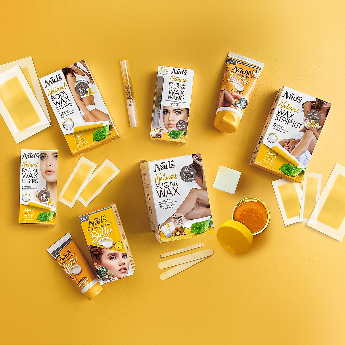 Nad's Facial Wax Strips - Natural All Skin Types - Waxing Kit With 30 Face Wax Strips & Post Wax Oil, 1 Count