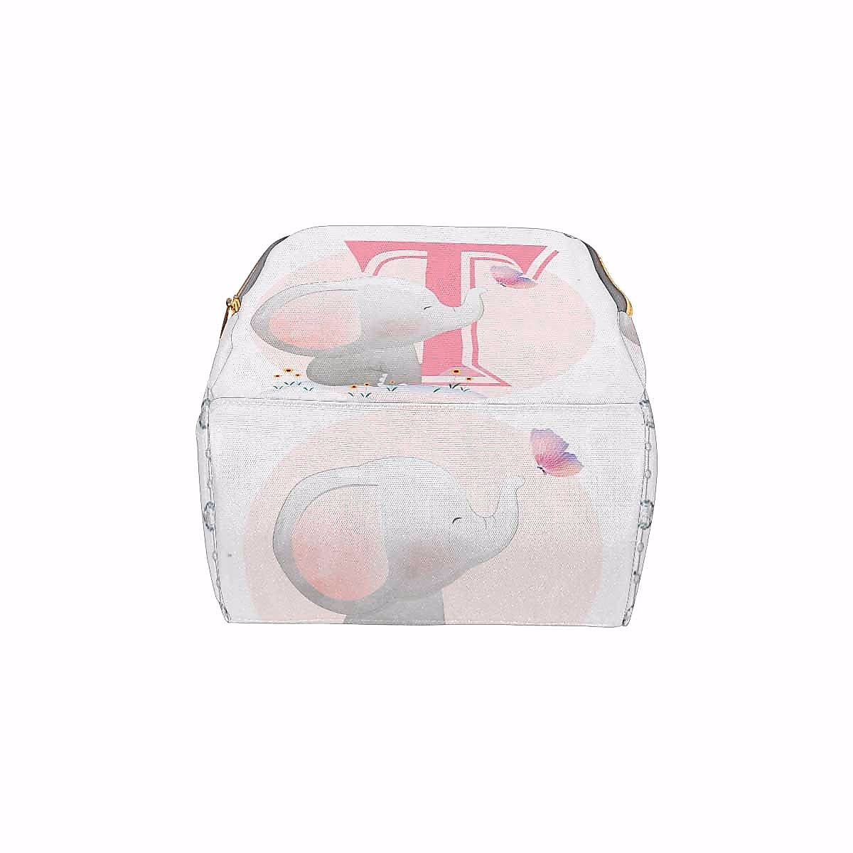 Newcos Personalized Cute Doodle Elephant with Floral Diaper Backpack with Custom Name Shoulder Mommy Baby Bag