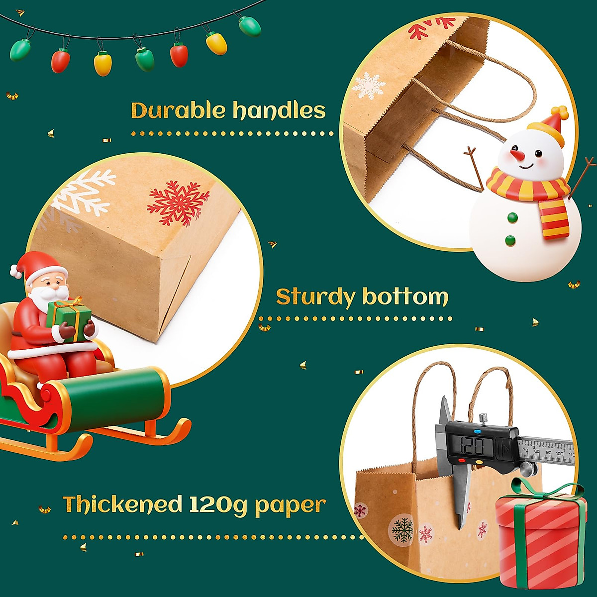 GSSUSA 30 Pack Christmas Gift Bags 7x8.6x3.3'' Paper Bags with Handles Bulk, Assorted Designs Christmas Craft Bags,Sturdy Xmas Party Favors Bags, Holiday, Goodie, Treat Bags, Retail Shopping bags