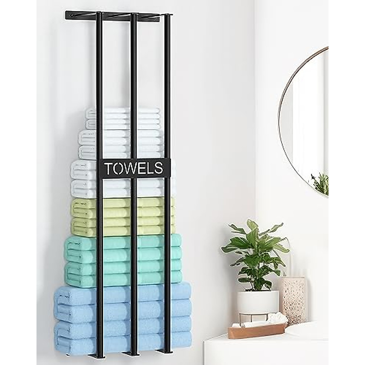 Towel Racks for Bathroom Wall Mounted, 3 Bar Towel Storage for Small Bathroom, 31.5in Bath Towel Holder for Rolled Towels, Metal Towel Organizer for Folded Large Towel Washcloths, Black