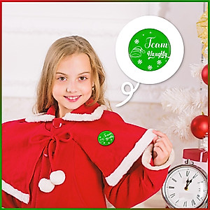 Hiboom 48 Pcs Christmas Team Naughty or Nice Party Favors Set Includes 24 Christmas Silicone Wristbands Rubber Bracelets 24 Button Pins for DIY Christmas Birthday Party Supplies