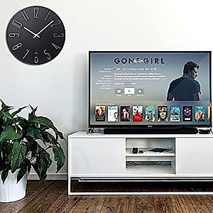 jomparis Wall Clock 12" Silent Non-Ticking Modern Style Wooden Wall Clocks Decorative for Office Home Bedroom School (Black)