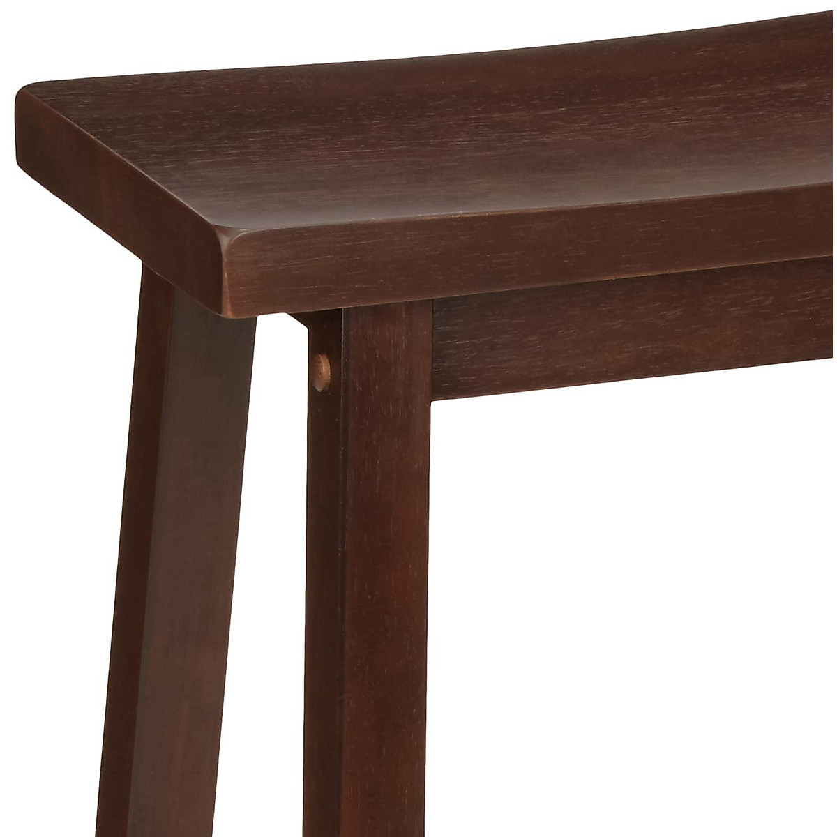 Amazon Basics Solid Wood Saddle-Seat Kitchen Counter-Height Stool - Set of 2, 24" Counter Stool, Walnut Finish