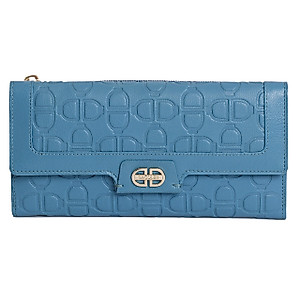 SADDLER Womens Large Leather Trifold Credit Card Coin Purse Wallet |Gift Boxed - Storm Blue