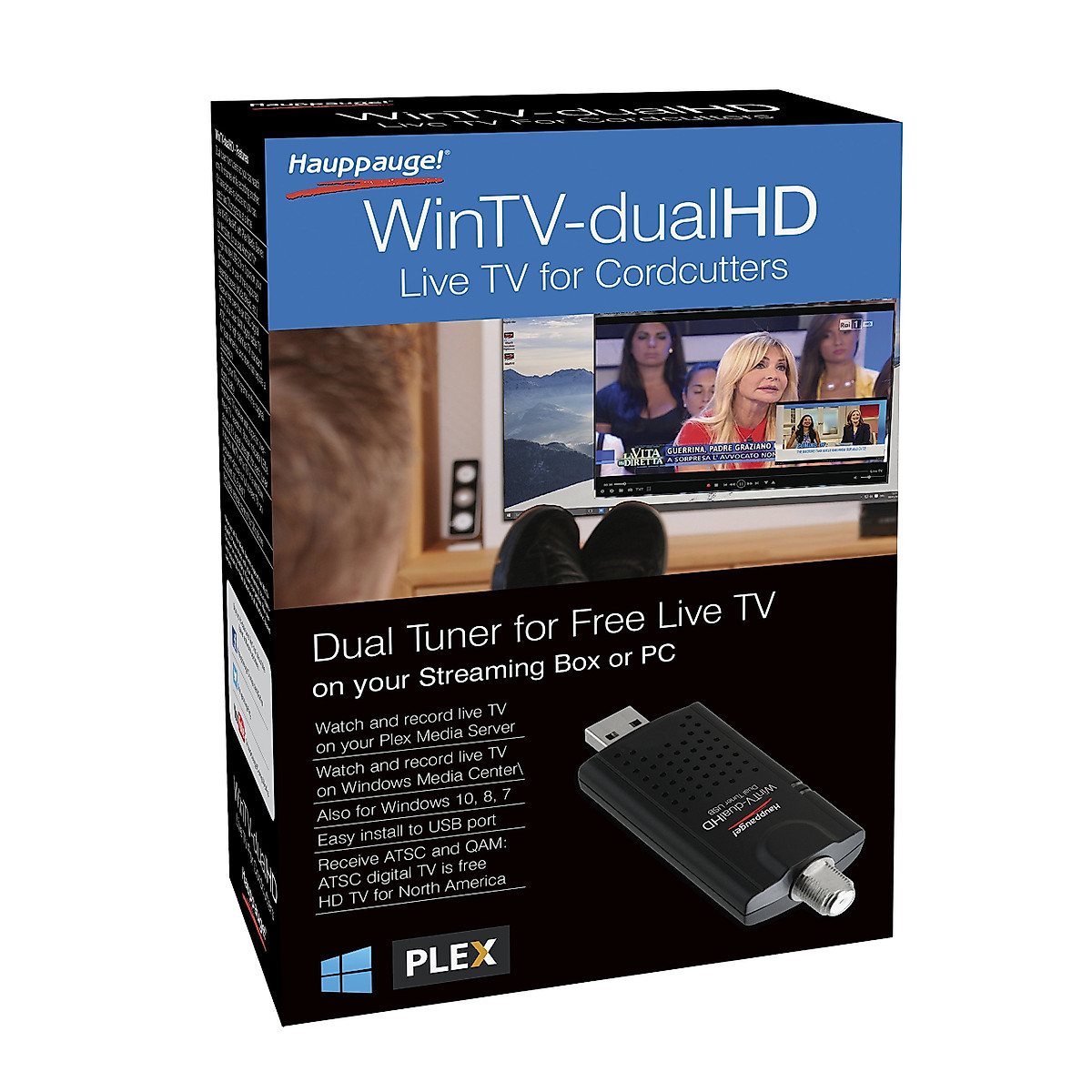 Hauppauge 1657 WinTV-dualHD Cordcutter Dual USB 2.0 TV Tuner for Nvidia Shield and Windows PC