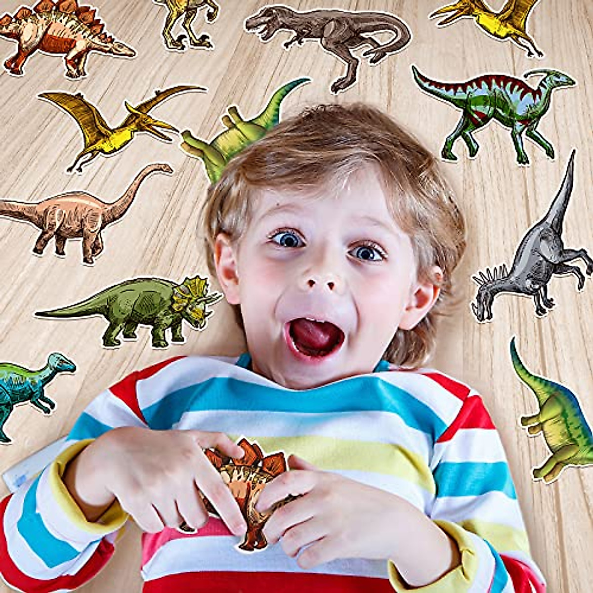 40 Pieces Dinosaur Cutouts Dinosaur Classroom Decorations Dinosaur Wall Decals Bulletin Board Set for Kids Birthday Present, Dinosaur Party School Playroom