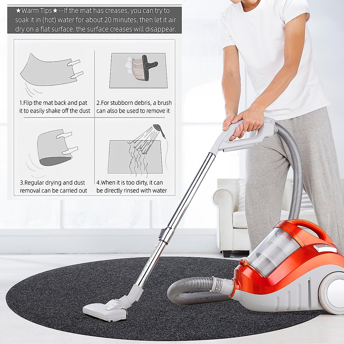 NCONE Office Chair Mat, Round Floor Mat for Home, 39inch Diameter Low Pile Heavy Duty Non Slip Multi-Purpose Desk Chair Mat Rug for Hardwood Tile Floor Carpets (Dark Grey)