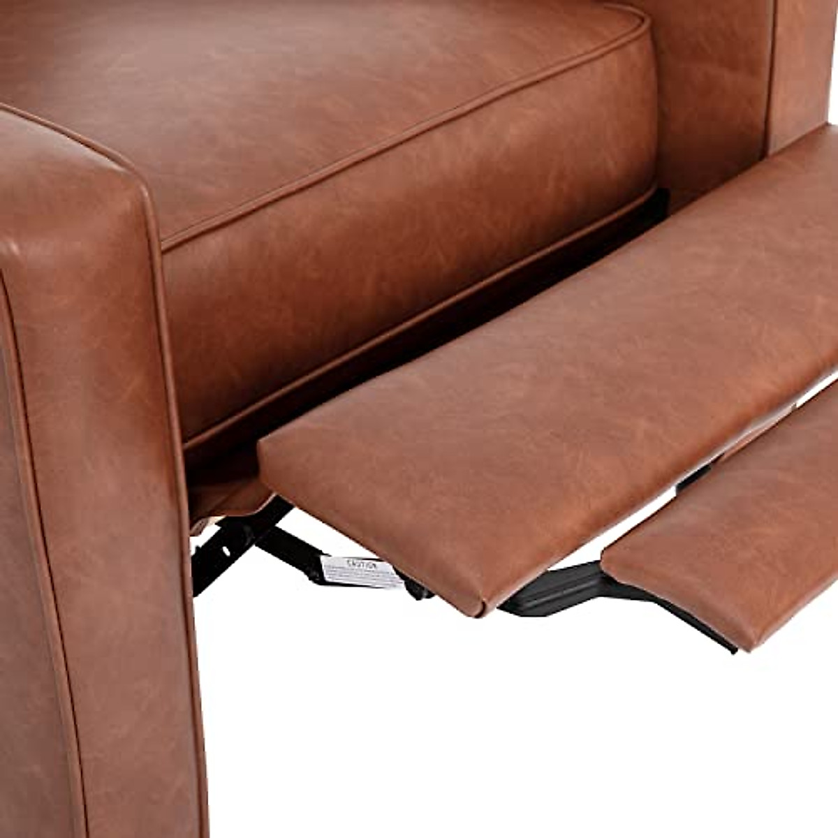 Flash Furniture Erza LeatherSoft Button Tufted Pushback Recliner, Mid-Century Modern Recliner Chair for Residential and Commercial Use, Cognac Brown