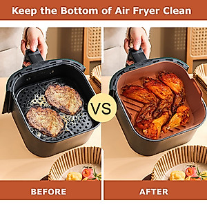 Silicone Air Fryer Basket Liners Square - 2Pcs Reusable Air Fryer Silicone Pots for Food Safe Air fryers Oven Accessories(8.1 Inch)