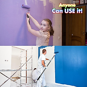 BsBsBest Paint Roller Extension Poles 4 FT Paint Roller kit with Brush Stainless Steel Poles Splicing Rod House Mural Brush for Walls and Ceiling