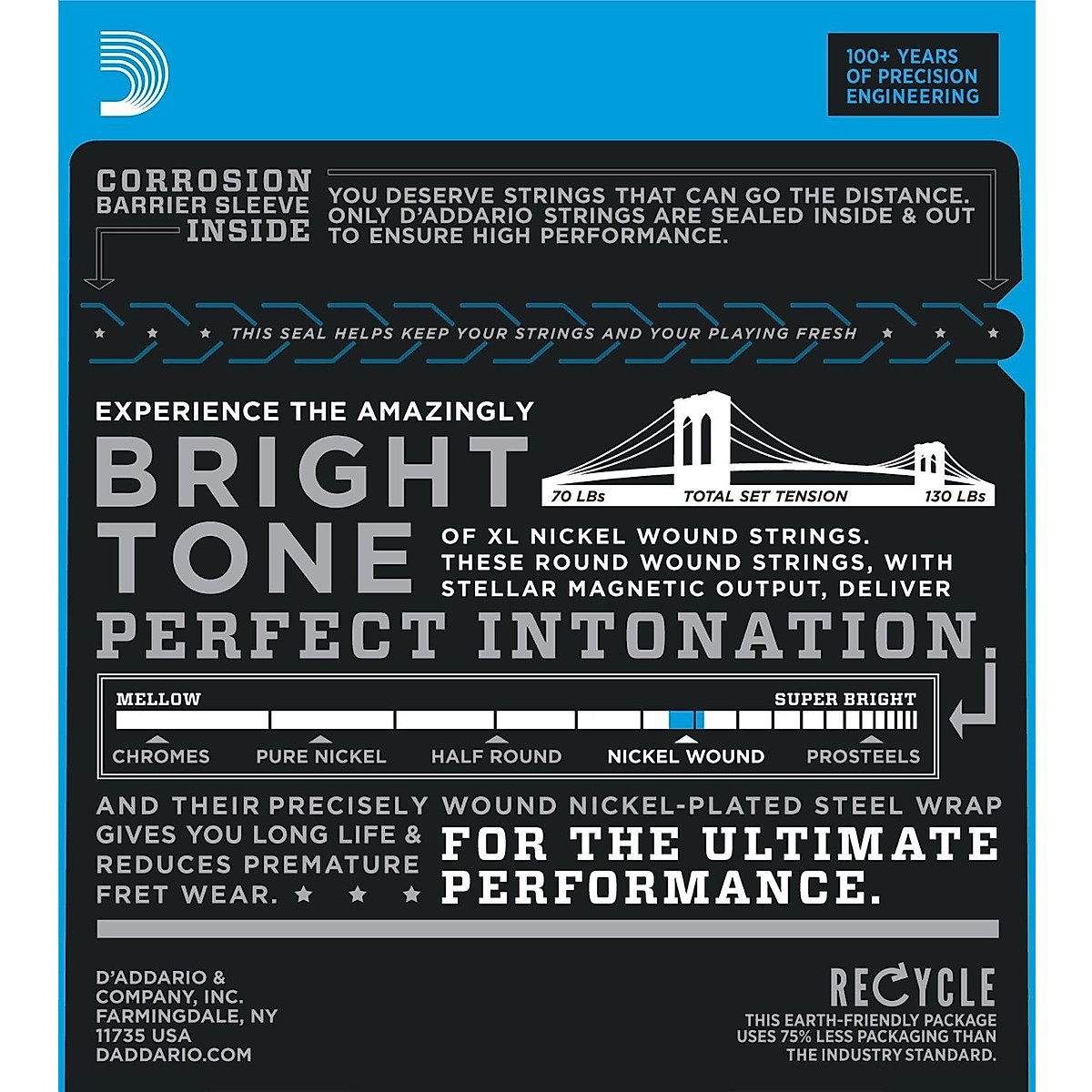 .010-.046 Guitar String Extra D'Addario XL Nickel Wound EXL110+