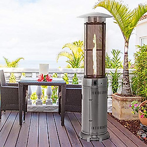 Kanizz Outdoor Garden Dancing Flame Decor Tower Heater 41000 BTU, Patio Garden Propane Round Glass Tube Heater, Great for Backyard Deck Balcony Poolside Garage Workspace