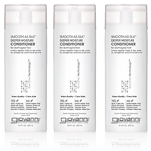 GIOVANNI Smooth As Silk Deeper Moisture Conditioner - Calms Frizz, Adds Moisture, Detangles, Wash & Go, Co Wash, Infused with Natural Botanical Ingredients, Color Safe, Sulfate Free - 8.5 oz (3 Pack)
