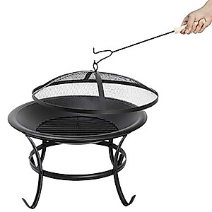 Saicool 22 Inches Portable Fire Pit for Outside Outdoor Wood Burning Patio Steel Fire Pit Bowl BBQ Grill for Camping Backyard Tailgating, Hunting Deck Picnic Porch Garden