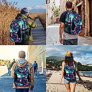 Backpack for College Large Bookbag Travel Business with USB Charging Port, Travel Laptop Backpack Work Bag, Anti Theft Durable Water Resistant Computer Bag Fit Laptop Up to 17.3 Inch, Galaxy - Green