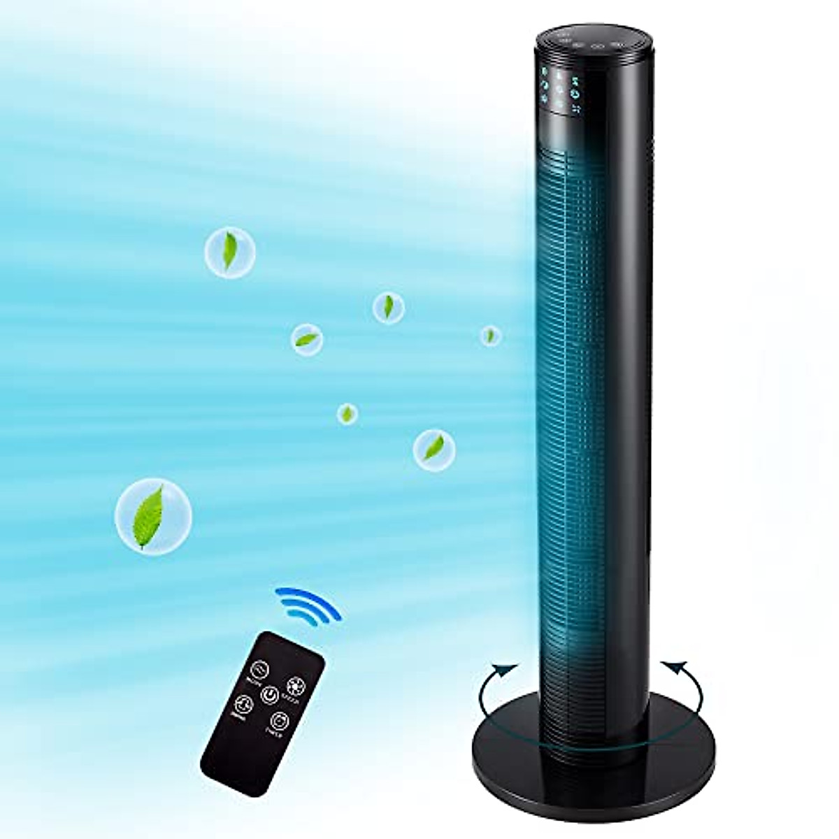 MEPTY Tower Fan with Remote, 36’’ Oscillating Fan with 3 Speeds,3 Modes,Portable Standing Floor Fan with Timer,Quiet Cooling Fan,Bladeless Fan for Bedroom,Office,Living Room,Black