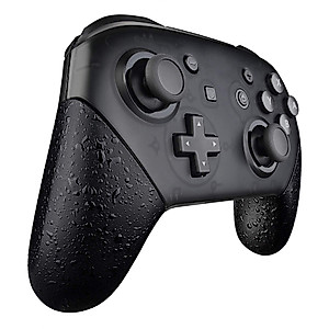 eXtremeRate Textured Black Replacement Handle Grips for Nintendo Switch Pro Controller, 3D Splashing DIY Hand Grip Shell for Nintendo Switch Pro - Controller NOT Included