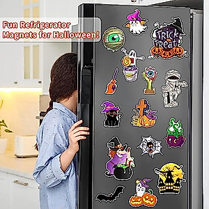 16 Pcs Halloween Magnets Reflective Car Magnets Decorations Halloween Refrigerator Magnetic Stickers Holiday Pumpkin Bat Magnet Stickers Accessories for Car Garage Door Fridge Locker Metal Surface