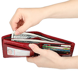 HIMI Wallet for Men-Genuine Leather RFID Blocking Bifold Stylish Wallet With 2 ID Window (Red)