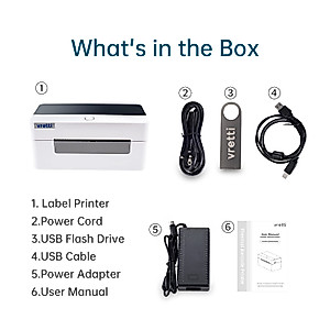 vretti Bluetooth Thermal Label Printer, 4x6 Shipping Label Printer for Shipping Packages & Small Business, Wireless Label Printer Compatible with iPhone Android Window Mac USPS UPS Amazon