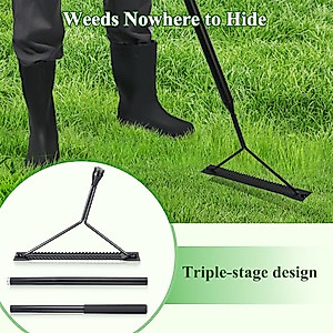 DACK 43" Weed Grass Cutter with Double-Edged Serrated Sharp Steel Blade, Manual Weed Whacker Grass Whip Cutting Hand Tool, Handheld Weed Wacker for Overgrown Weeds in Yard, Field and Ditches