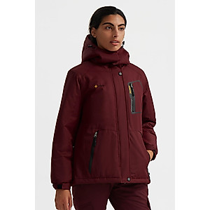 GEMYSE Women's Mountain Waterproof Ski Snow Jacket Rain Winter Jacket Coat Hooded Windproof Parka(Wine Red,Medium)