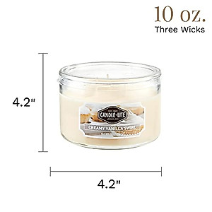 Candle-lite Scented Candles, Creamy Vanilla Swirl Fragrance, One 10 oz. Three Wick Aromatherapy Candle with 20-40 Hours of Burn Time, Off-White Color