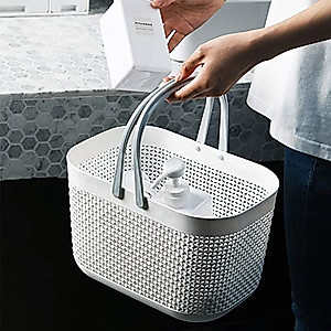 UUJOLY Plastic Organizer Storage Baskets with Handles, Shower Caddy Bins Organizer for Bathroom and kitchen（White）