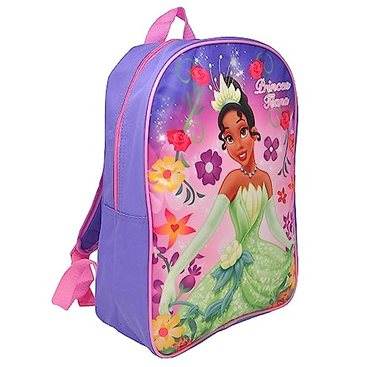 Ruz Princess Tiana Licensed Girl's 15 Inch School Bag Backpack (Purple-Pink)