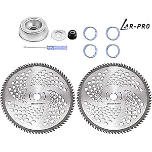 AR-PRO 2-Set 10" x 80T Carbide Tip Brush Blades with The Universal Adapter Kit – for Cutter, Trimmer, Weed Eater | Made from Premium Stainless Steel to Last Long | Cuts Like Butter