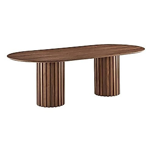 Modway EEI-6065-WAL-SET Senja 95" Oval Dining Table, Walnut
