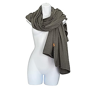 KELOR Luxury Bamboo Wrap Blanket - Single Sided - Stretchy, Lightweight, Soft & Breathable - Cooling Viscose with Spandex, Versatile Wearable Travel Blanket - Shawl - Scarf - Baby Wrap - Grounded Gray