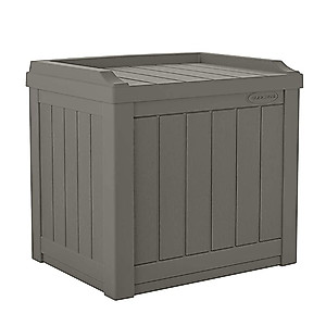 Suncast 22 Gallon Indoor or Outdoor Backyard Patio Small Storage Deck Box with Attractive Bench Seat and Reinforced Lid, Stone (4 Pack)